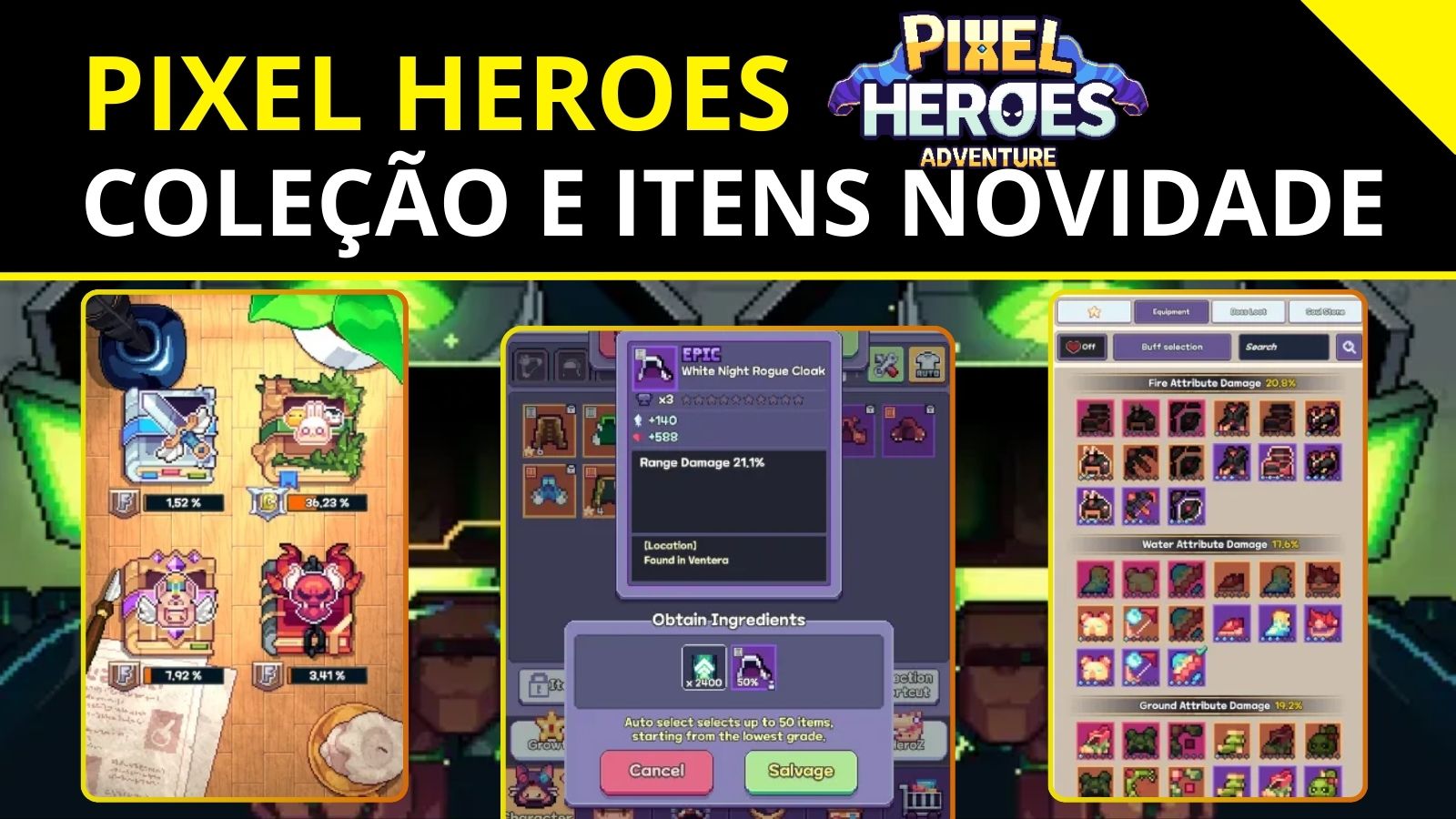 Pixel Heroes Adventure: Mudanças na Coleção e no Sistema de Itens ...